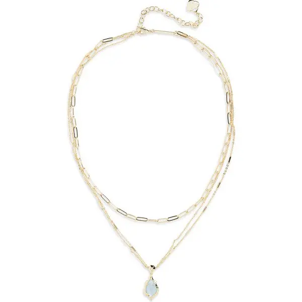 Kendra Scott Adriana Scallop Multistrand Necklace - Gold Sky Blue Abalone