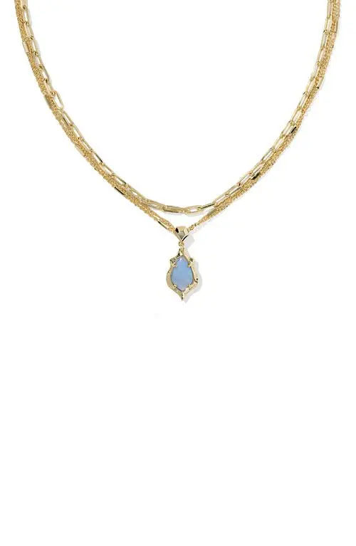 Kendra Scott Adriana Scallop Multistrand Necklace - Gold Sky Blue Abalone