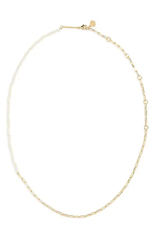 Kendra Scott Markie Half Chain & Pearl Necklace - Gold Freshwater Cultured Pearl