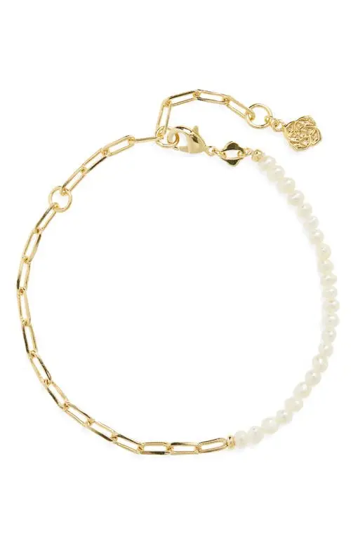 Kendra Scott Markie Half Chain & Freshwater Pearl Bracelet - Gold Freshwater Cultured Pearl
