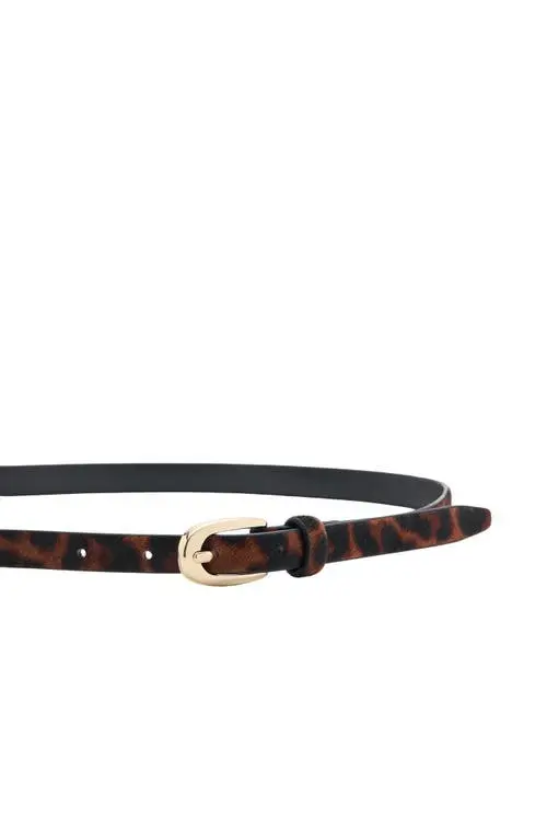 Mango Leopard Print Calf Hair Belt