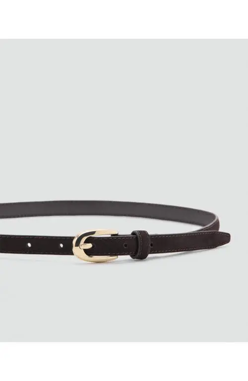 Mango Thin Suede Belt - Chocolate