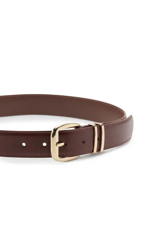Mango Square Buckle Belt - Brown