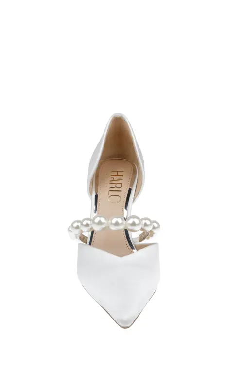 HARLO Emma Bridal D'orsay Heels With Pearl Strap