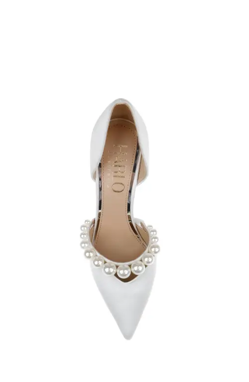HARLO Emma Bridal D'orsay Heels With Pearl Strap