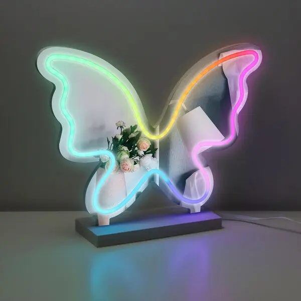 TREND TECH Acrylic Frame Rgb Neon Sign With Mirror - Butterfly