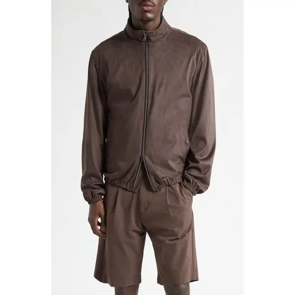 Herno Faux Suede Bomber Jacket - Chocolate
