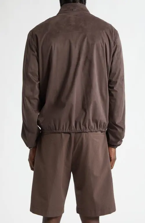 Herno Faux Suede Bomber Jacket - Chocolate