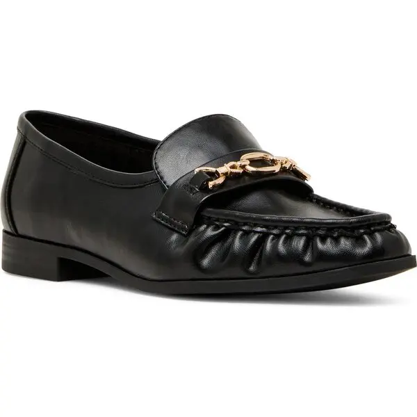 Anne Klein Loafer With Bit Hardware - Black Smooth