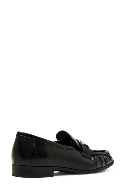 Anne Klein Loafer With Bit Hardware - Black Smooth