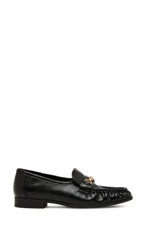 Anne Klein Loafer With Bit Hardware - Black Smooth