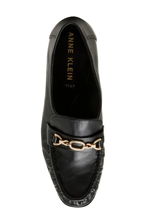 Anne Klein Loafer With Bit Hardware - Black Smooth
