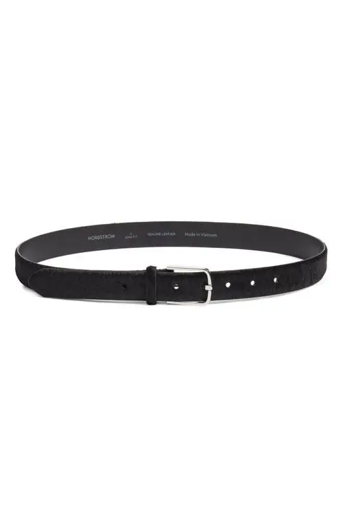 Nordstrom Yvette Calf Hair Belt - Black- Silver