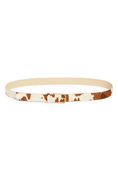 Nordstrom Yvette Calf Hair Belt - Brown White Cow- Gold