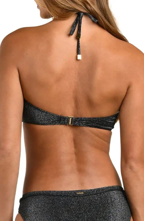 L'Agence Krysta Metallic Bikini Top - Black