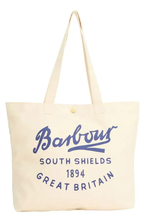 Barbour Script Cotton Canvas Tote - Deep Blue