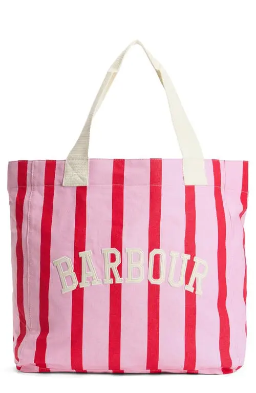 Barbour Emily Stripe Cotton Canvas Tote - Cherry Blossom
