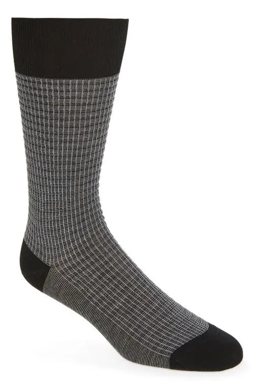 Pantherella Smythson Textured Check Dress Socks - Black