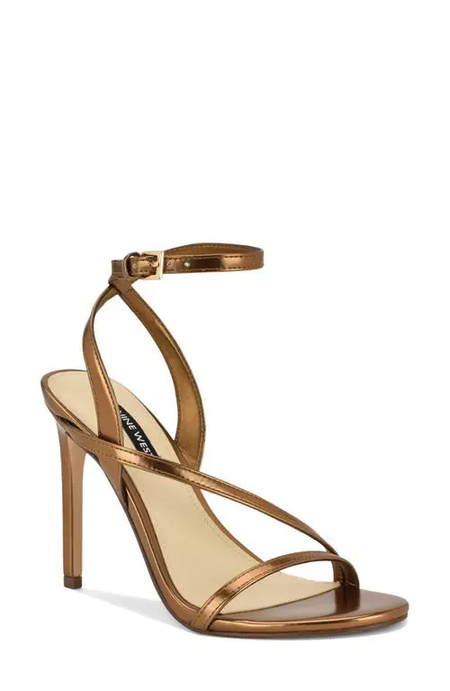 Nine West Ankle Strap Stiletto Sandals - Gold