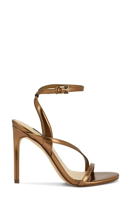 Nine West Ankle Strap Stiletto Sandals - Gold