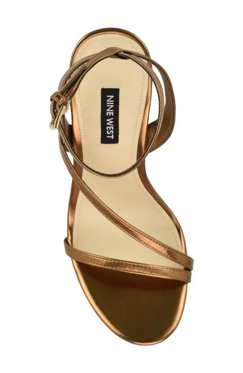 Nine West Ankle Strap Stiletto Sandals - Gold