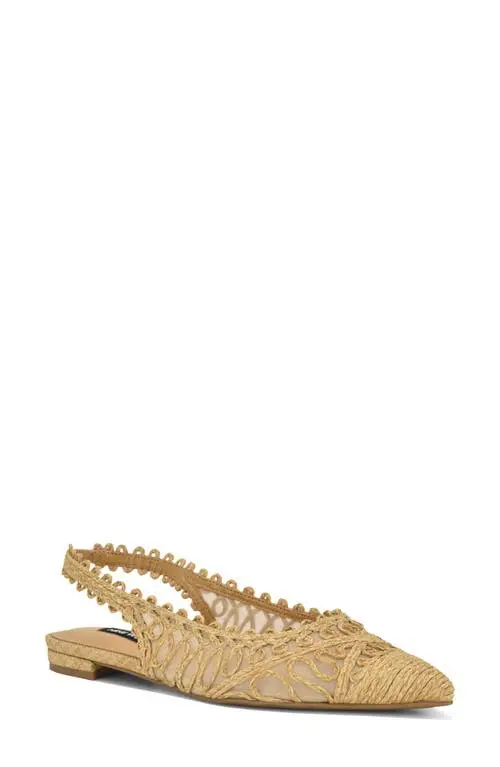 Nine West Jovias Slingback Pointed Toe Flat - Light Natural
