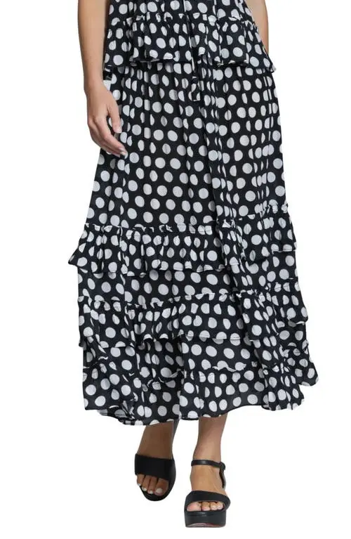 APNY Tiered Pull-on Midi Skirt - Blackwhite