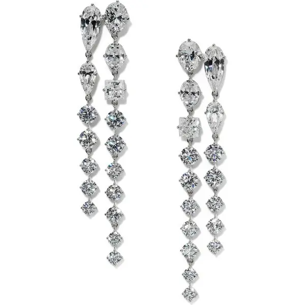 Nadri Lucia Cubic Zirconia Linear Drop Earrings - Rhodium