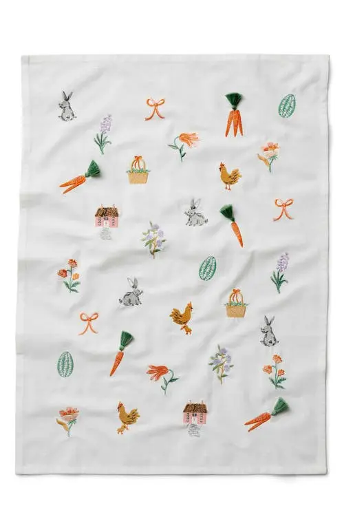 RIFLE PAPER CO. Spring Farm Embroidered Cotton Tea Towel