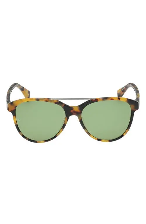 Rag & Bone 54mm Pilot Sunglasses - Milky Amber Tort/green Lenses