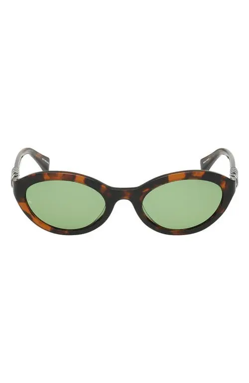 Rag & Bone 52mm Oval Sunglasses - Brown Crystal Tort/green