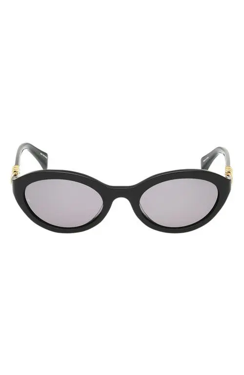 Rag & Bone 52mm Oval Sunglasses - Shiny Black/smoke Lenses