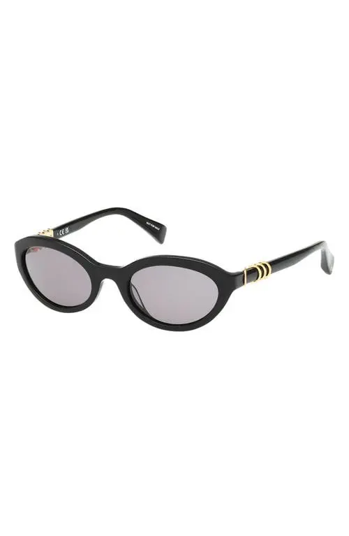 Rag & Bone 52mm Oval Sunglasses - Shiny Black/smoke Lenses