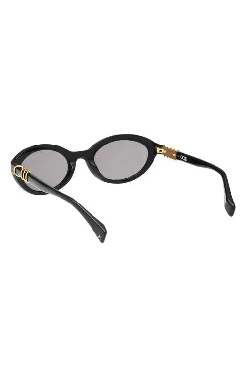 Rag & Bone 52mm Oval Sunglasses - Shiny Black/smoke Lenses