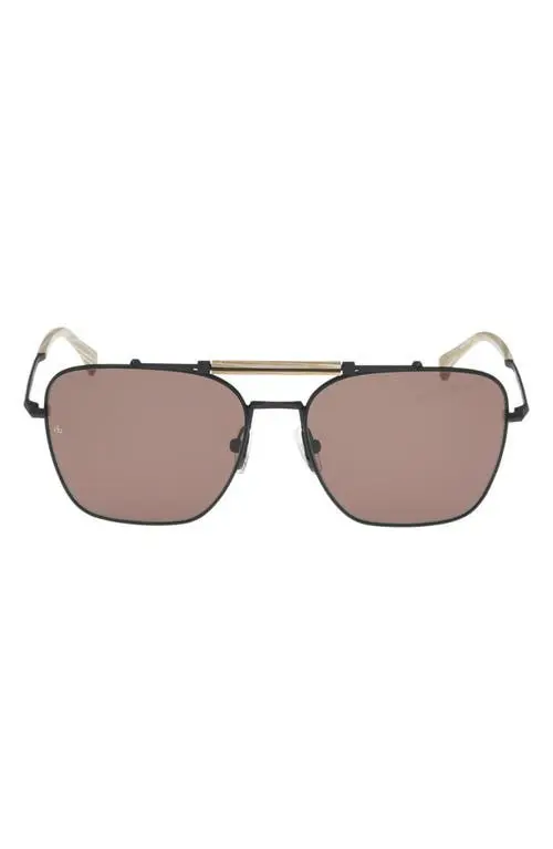 Rag & Bone 56mm Navigator Sunglasses - Black/bone Horn/brown
