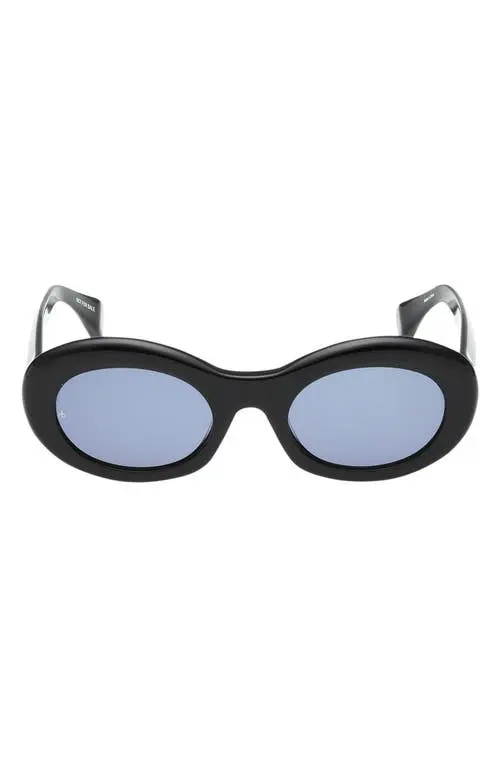 Rag & Bone 51mm Oval Sunglasses - Shiny Black/dark Navy Lenses