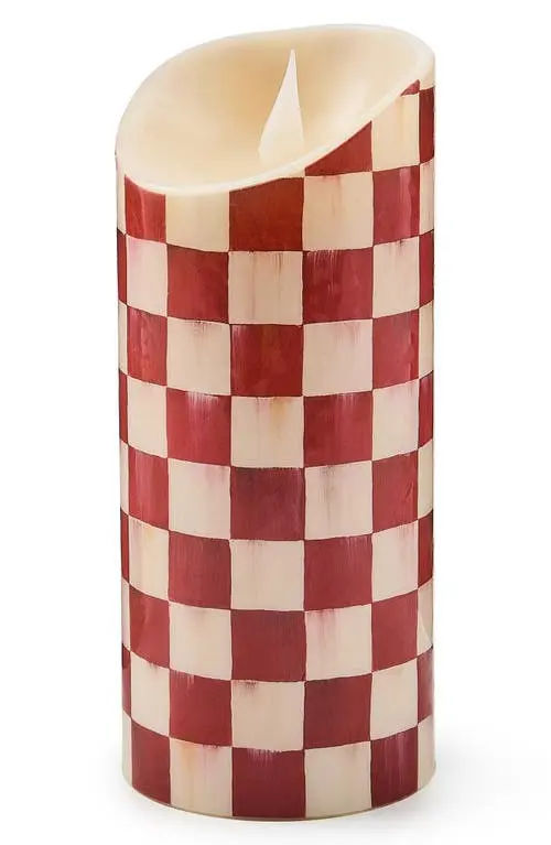 MACKENZIE-CHILDS Check 7-inch Flameless Pillar Candle - Cherry