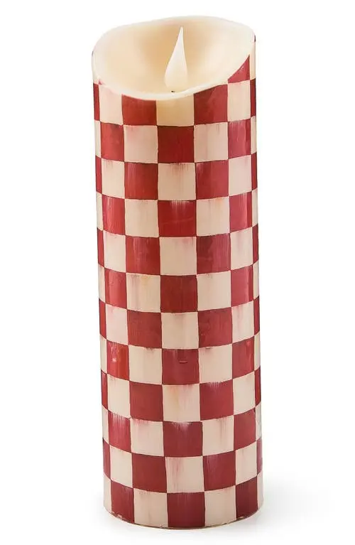 MACKENZIE-CHILDS Check Flameless 9-inch Pillar Candle - Cherry