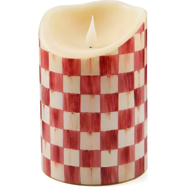 MACKENZIE-CHILDS Check 6-inch Flameless Pillar Candle - Cherry