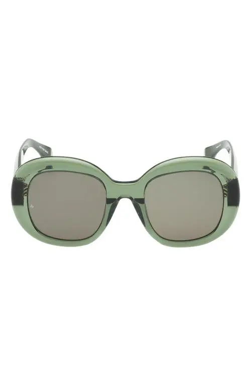 Rag & Bone 52mm Round Sunglasses - Crystal Olive/green Lenses