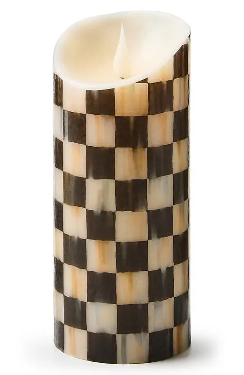 MACKENZIE-CHILDS Courtly Check 7-inch Flameless Pillar Candle - Black/white