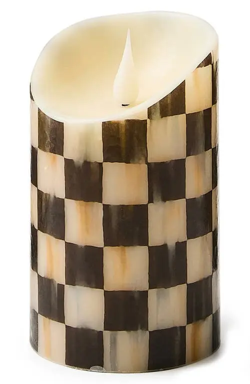 MACKENZIE-CHILDS Courtly Check Flameless 5-inch Pillar Candle - Black/white