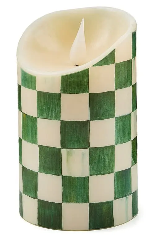 MACKENZIE-CHILDS Check Flameless 5-inch Pillar Candle - Emerald