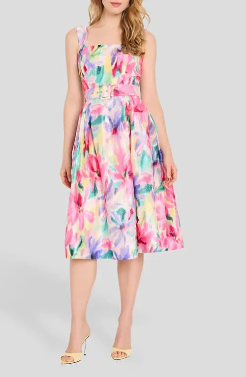 TAHARI ASL Floral Fit & Flare Dress