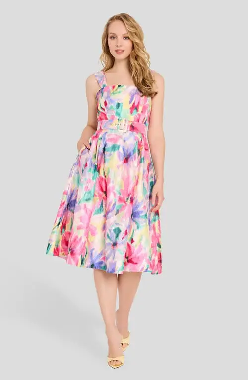 TAHARI ASL Floral Fit & Flare Dress