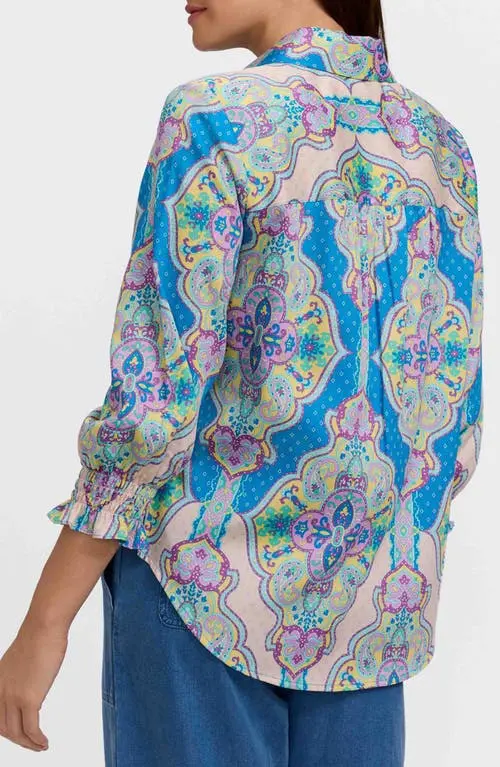 Foxcroft Paisley Linen Blend Button-up Shirt
