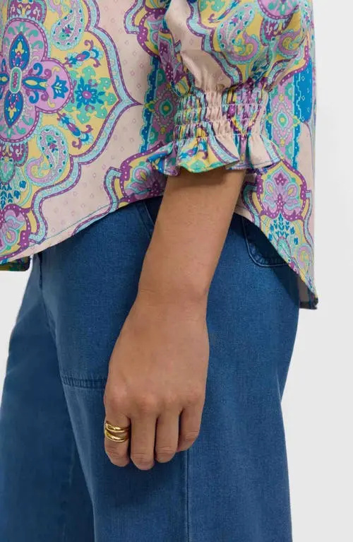 Foxcroft Paisley Linen Blend Button-up Shirt