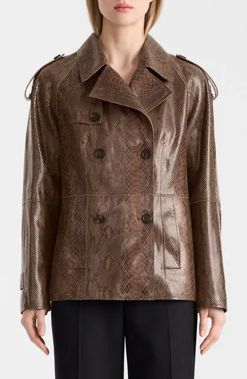 Mackage Dolores Double-breasted Leather Coat - Umber