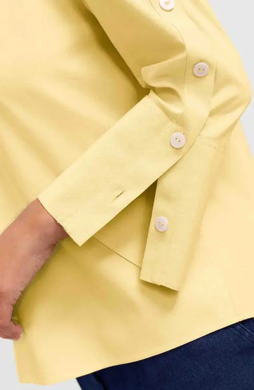Foxcroft Lainey Cotton Popover Top - Lemon