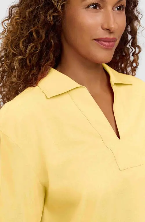 Foxcroft Lainey Cotton Popover Top - Lemon
